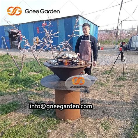 Corten Barbecue Grill Patio Corten Steel Fire Pit Camping Smokeless
