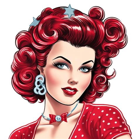 Premium Ai Image Style Retro Pin Up Girl Illustration