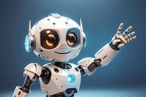Premium Ai Image Cute Robot Waving Hand With A Smile Over Minimal