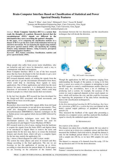Brain Computer Interface Based On Classification Of Statistical And