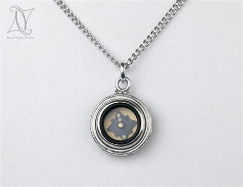 Silver Wave Compass Pendant Rock Water Studio
