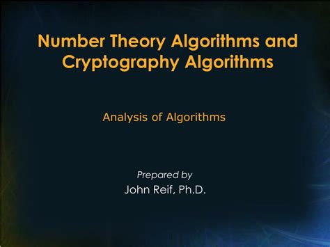 Ppt Number Theory Algorithms And Cryptography Algorithms Powerpoint