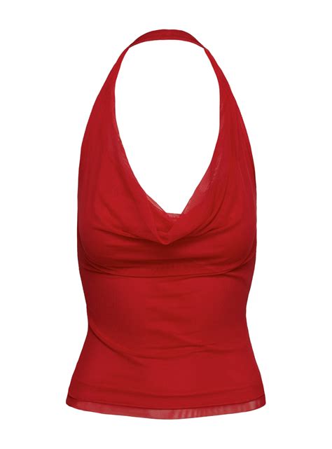 Come Over Cowl Neck Halter Top Red Princess Polly