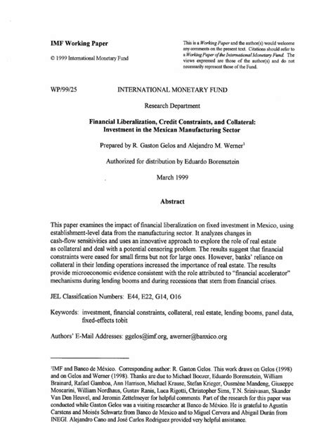 Credit Constraints And Collateral Pdf