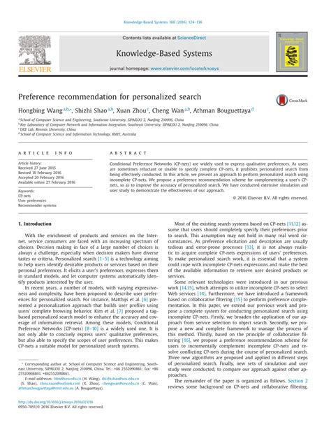 Pdf Preference Recommendation For Personalized Search