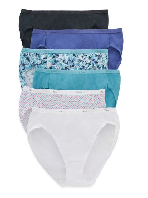 Hanes Womens Cotton Hi Cut Underwear 6 Pack