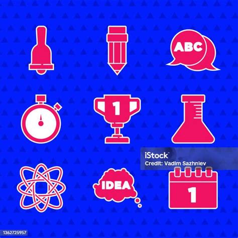 세트 어워드 컵 아이디어 음성 거품 달력 첫 9 월 날짜 테스트 튜브와 플라스크 원자 스톱 워치 알파벳과 벨 아이콘 벡터 1에 대한 스톡 벡터 아트 및 기타 이미지 Istock