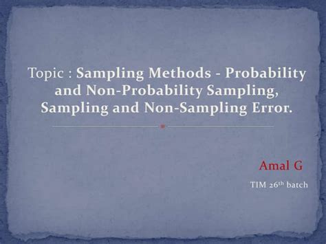 Sampling Types Steps In Sampling Processpdf