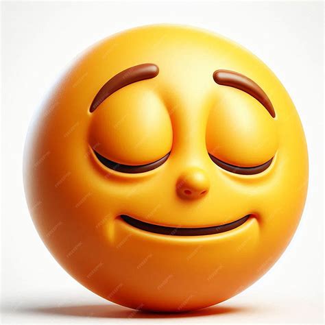 Relieved Face Emoji Realistic 3d On White Background Premium Ai