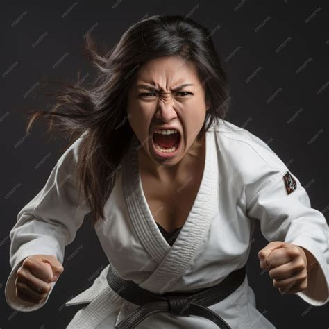 Premium Photo Angry Asian Lady During Brazilian Jiu Jitsu Sparring
