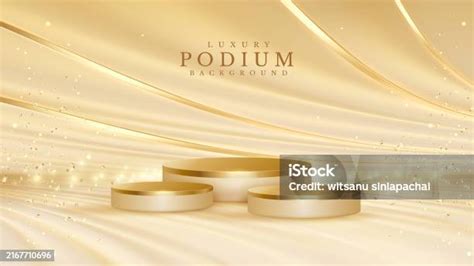 쇼를 위한 고급 금색 연단 리본 장식 반짝이 조명 효과 및 보케가 있는 제품 0명에 대한 스톡 벡터 아트 및 기타 이미지 0명 Fashion Show 갈색 Istock