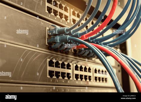 Information Technology Computer Network Telecommunication Ethernet Cables Connected To Internet