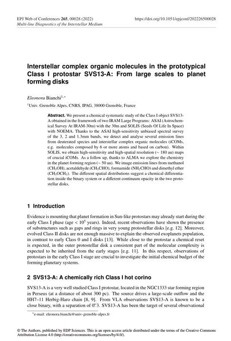 Pdf Interstellar Complex Organic Molecules In The Prototypical Class I Protostar Svs13 A From