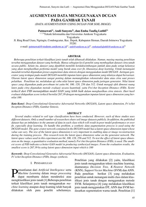 Pdf Augmentasi Data Menggunakan Dcgan Pada Gambar Tanah Data Augmentation Using Dcgan For