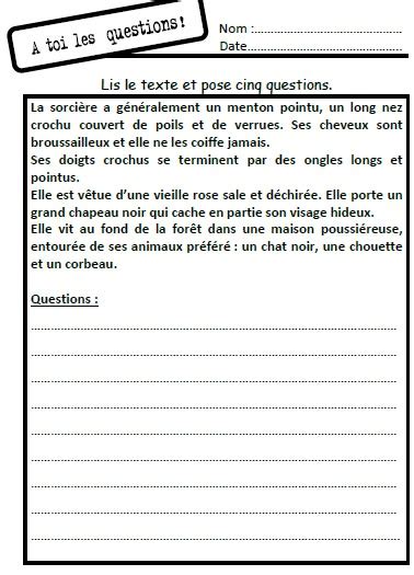 Texte À Lire Pour Ce1 Fiches De Lecture Et Questions Ce1 Qgmhtp