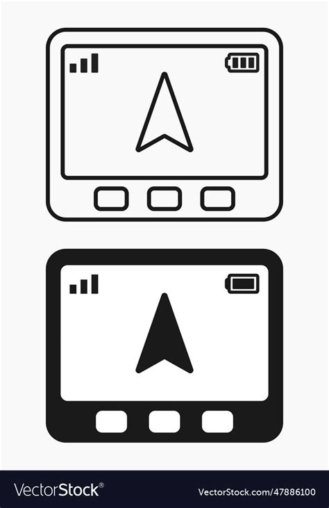Portable Gps Car Navigation System Line Shape Vector Image