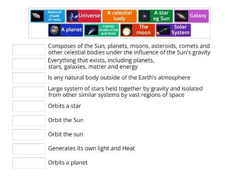 Introduction To Space Celestial Bodies Match Up