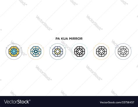 Pa Kua Mirror Icon In Filled Thin Line Outline Vector Image