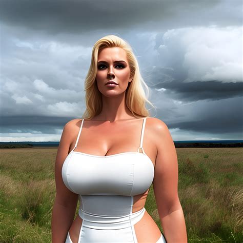 Very Tall Robust Curvy Blonde Girl Standing Under Clouds Arthub Ai
