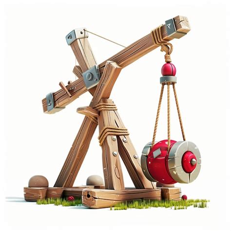 Premium Photo 3d Cartoon Fire Catapult Weapon Ancient Isolated On White