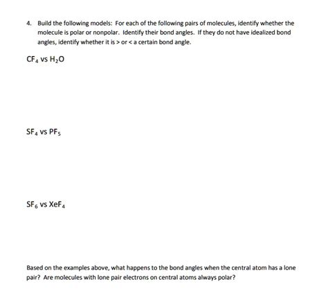 4 Build The Following Models For Each Of The Following Pairs Of Molecules Identify Whether The