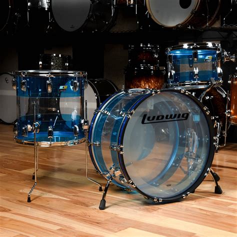 Ludwig Vistalite 131624 3pc Drum Kit Blueclearblue Limited Editio