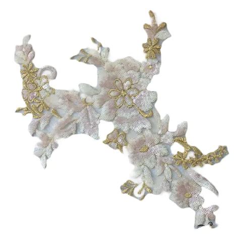 Dropship 1 Piece Pink Sequin Embroidered Applique Patch Sewing Flower