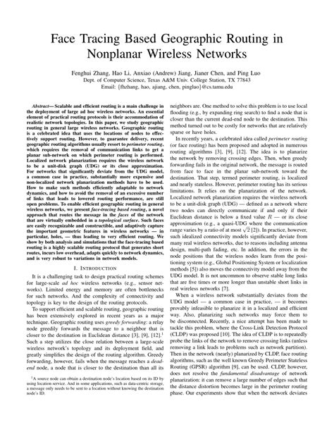 Pdf Face Tracing Based Geographic Routing In Nonplanar Wireless Networks