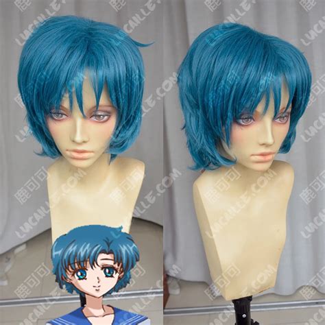 Sailor Moon Mizuno Ami Blue Short Wig Cosplay Sailor Mercury Role Play Halloween Costume Wigs
