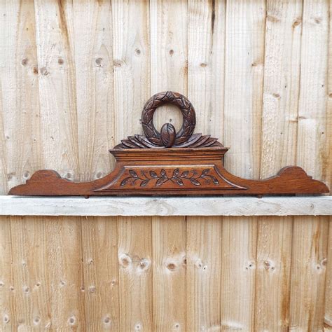 Antique Victorian Oak Cornice Door Mirror Furniture Topper