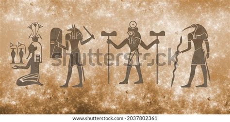 오래된 갈색 벽에 고대 이집트 상형문자3d 스톡 일러스트 2037802361 Shutterstock