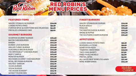 Red Robin Menu Prices On Burgers And Everything 2024