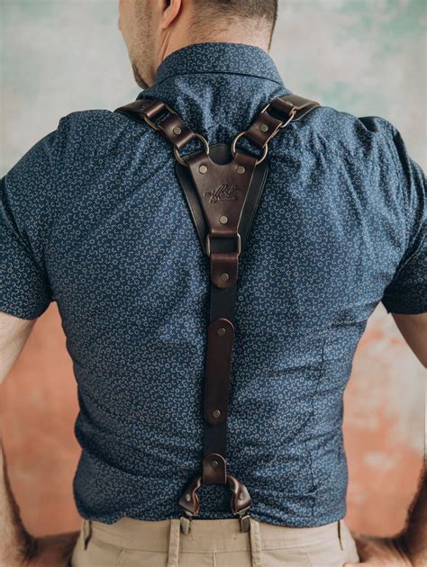 Mens Leather Suspenders Groomsmen Ts High Quality Leather