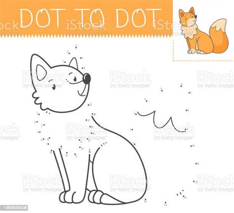 아이들을 위한 여우와 함께 점으로 게임 색칠하기 책 귀여운 만화 여우와 함께 색칠하기 페이지 점 그림을 연결합니다 0명에 대한