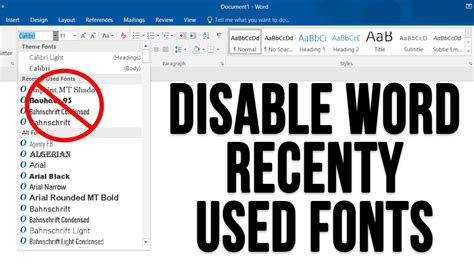 How To Disable The Microsoft Word Recently Used Fonts List Youtube