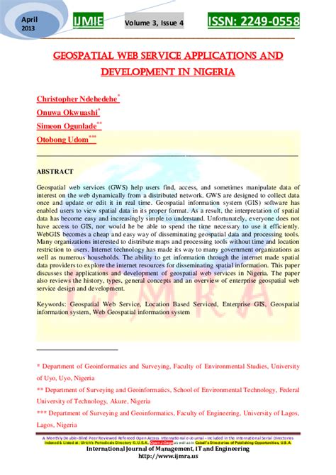 Pdf Geospatial Web Service Applications And Development In Nigeria
