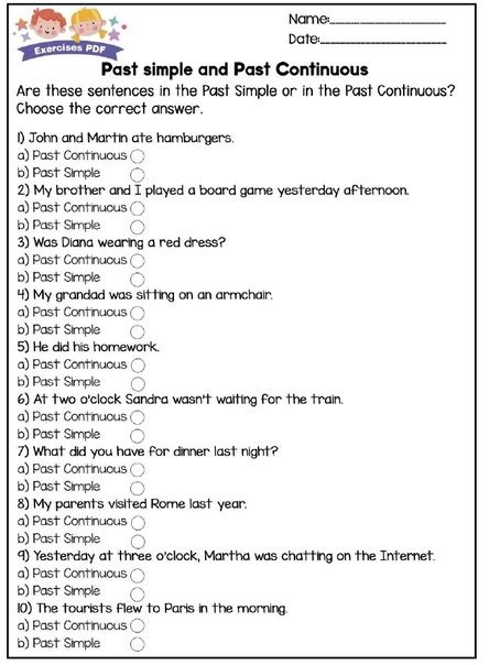 Worksheets Past Simple And Past Continuous Рабочие листы на сравнение прошедшего простого и
