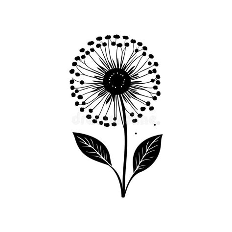 Dandelion Icon Hand Draw Black Colour Flower Logo Symbol Perfect Stock Vector Illustration Of