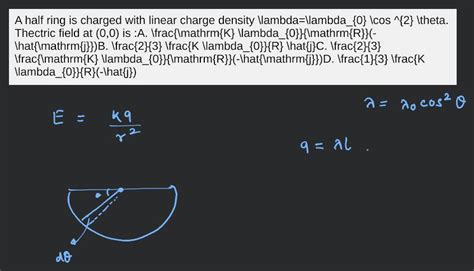 A Half Ring Is Charged With Linear Charge Density Lambdalambda 0 Co