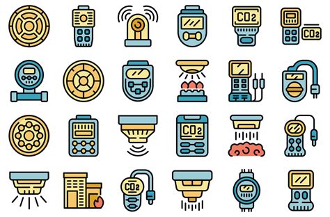Gas Detector Icons Set Vector Color Flat Vector Art At Vecteezy