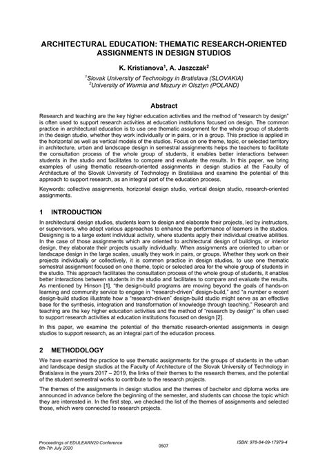 Pdf Architectural Education Thematic Research Oriented Assignments In Design Studios