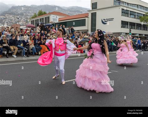 Funchal Madeira Portugal April 22 2018 A Group Of People In Pink