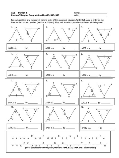 Congruent Triangles Worksheet Answers