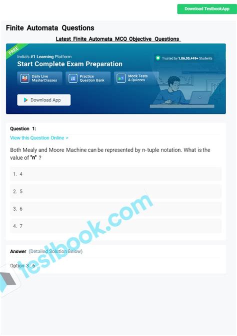Mcq On Finite Automata 5eea6a1239140 F30f369eddc Automata Studocu
