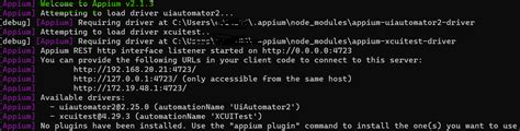 Unable To Start Appium Server As Serviceurl Appends Wdhub Issues