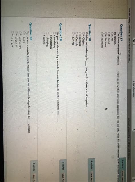 Solved The Return Statements Syntax Is Expression Where