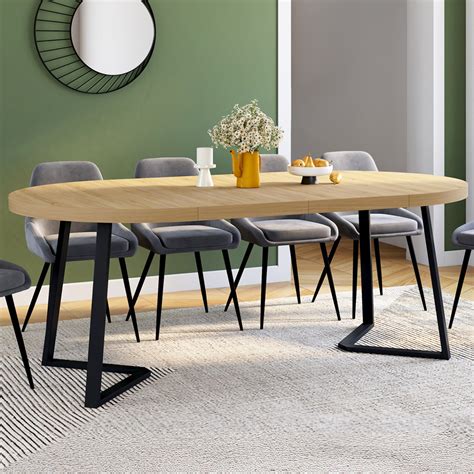 Table à Manger Extensible Ronde De 110 200 Cm Pour 4 à 10 Personnes