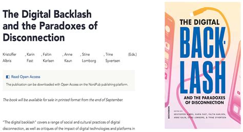 New Edited Volume “the Digital Backlash And The Paradoxes Of