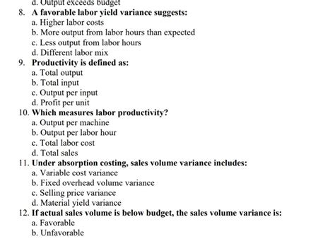 8 A Favorable Labor Yield Variance Studyx