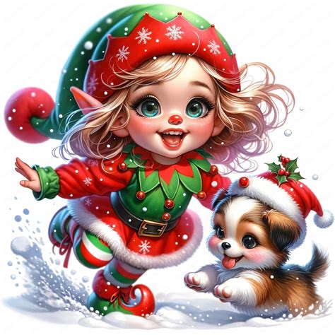 Christmas Girl Elf Clipart Adorable Christmas Elf Clipart Bundle 10 High Quality Designs